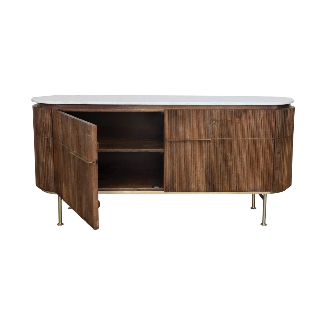 Ribbed Mango Wood Console Table w/ Marble Top – Avenue of the Oaks